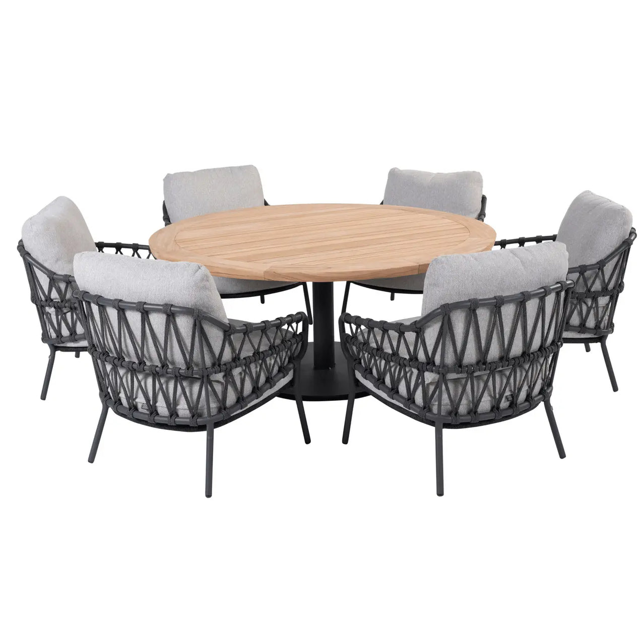 Calpi 6 Seat Low Round Outdoor Dining Set | Oaktree Garden Centre
