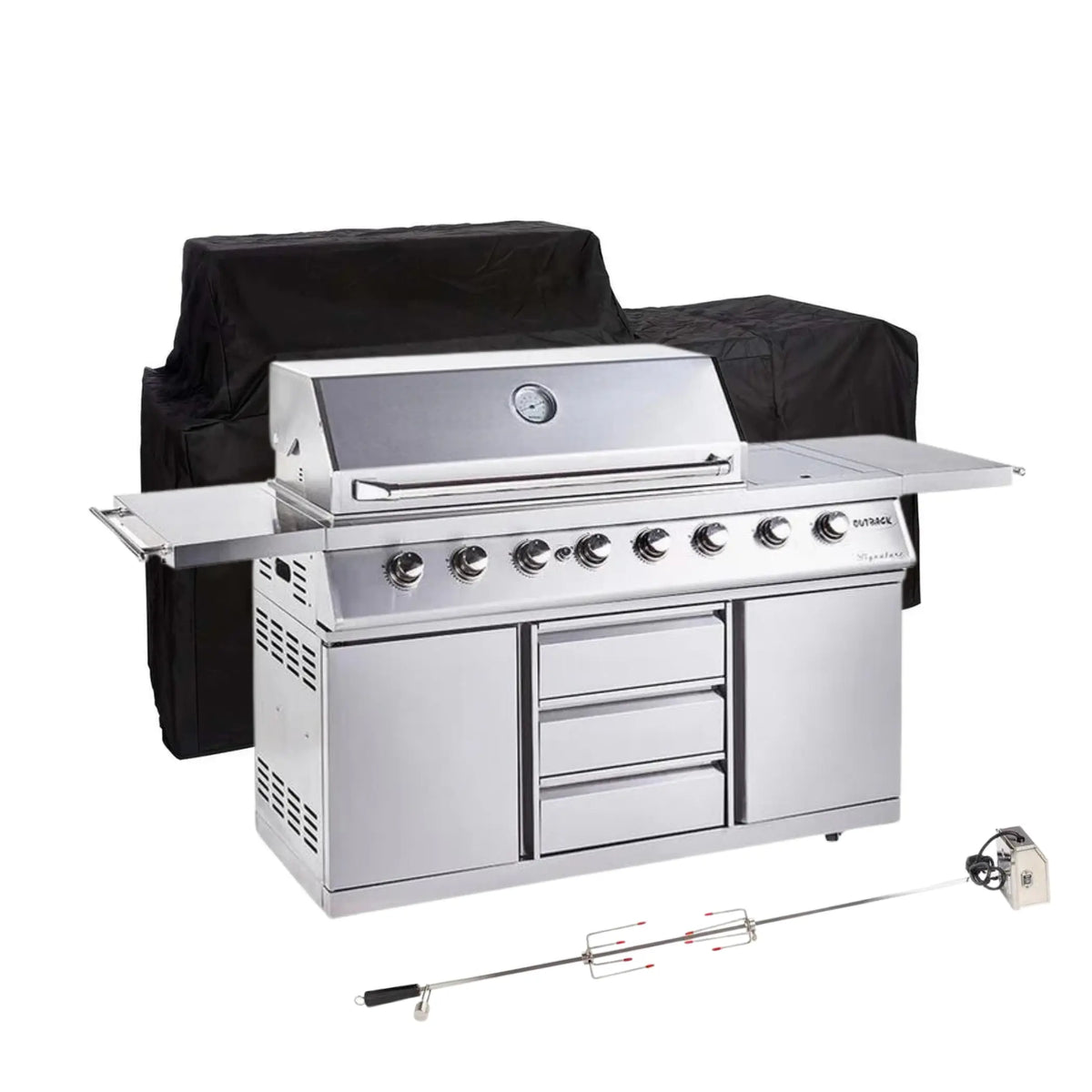 Outback Signature II 6 Burner Hybrid BBQ with FREE Cover & Rotisserie ...